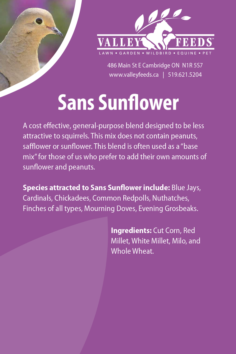 Sans Sunflower Bird Seed Mix – Valley Feeds