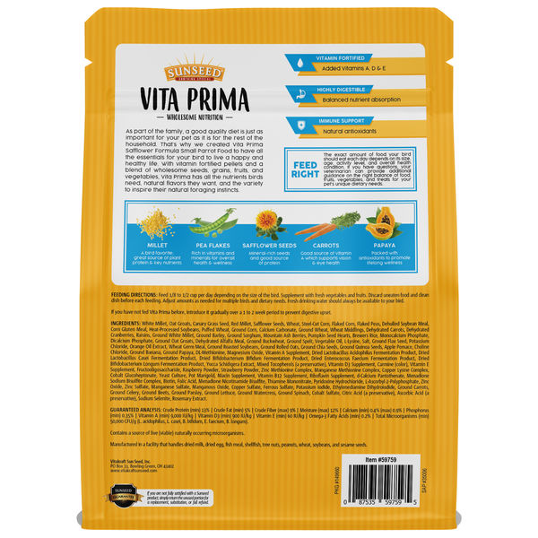 Vita Prima Safflower Formula Small Parrot Food – Valley Feeds
